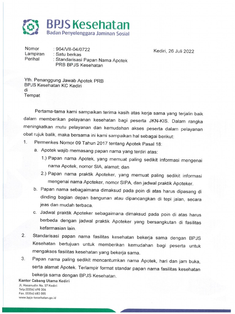 964 Standarisasi Papan Nama Apotek Prb 2022 Pdf