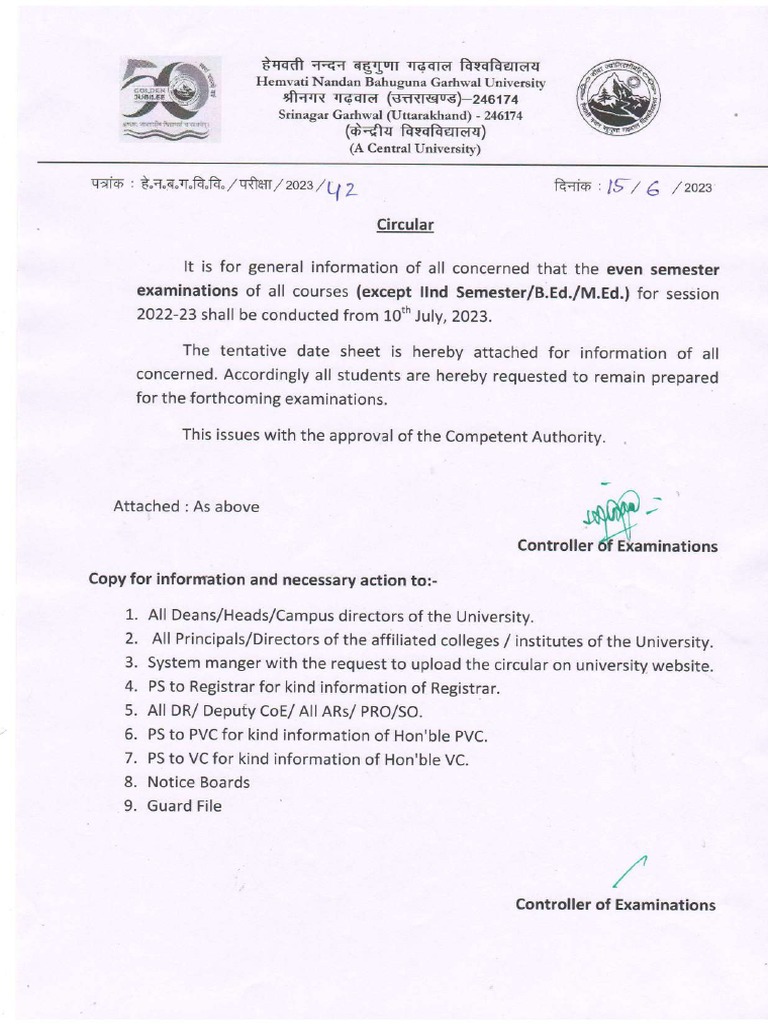 Circular With Tentative Date Sheet | PDF | Biotechnology | Statistics