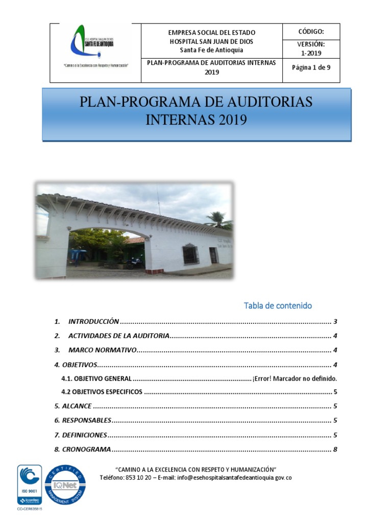 Plan Programa de Auditorias Internas | PDF | Auditoría | Contralor