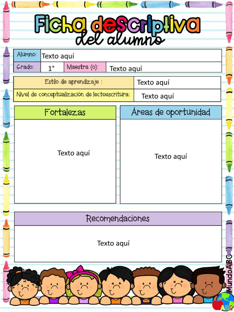 Fichas Descriptivas Del Alumno Editable .PPTX Versión 1-1 | PDF ...