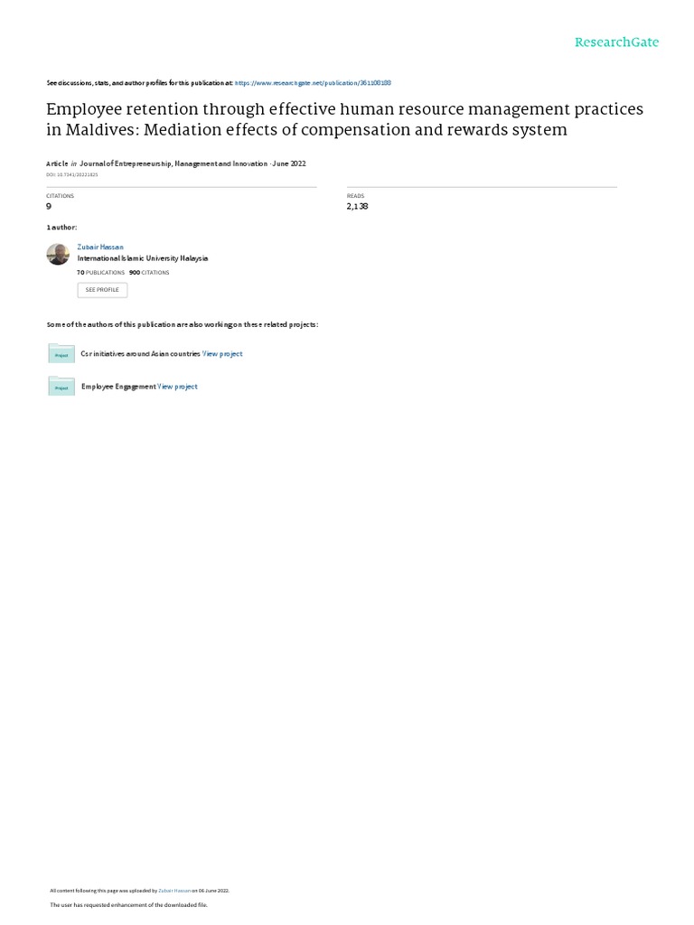 JEMI Vol18 Issue2 2022 Article5 | PDF | Employee Retention | Human Resource Management