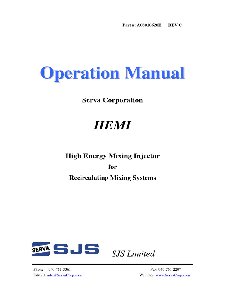High Energy Mixing Injector - en - MANUAL | PDF | Valve | Pump