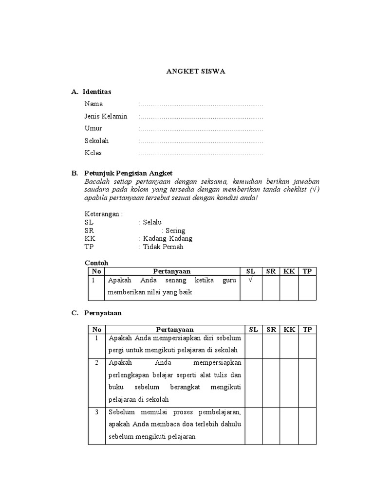 Edit ANGKET SISWA | PDF