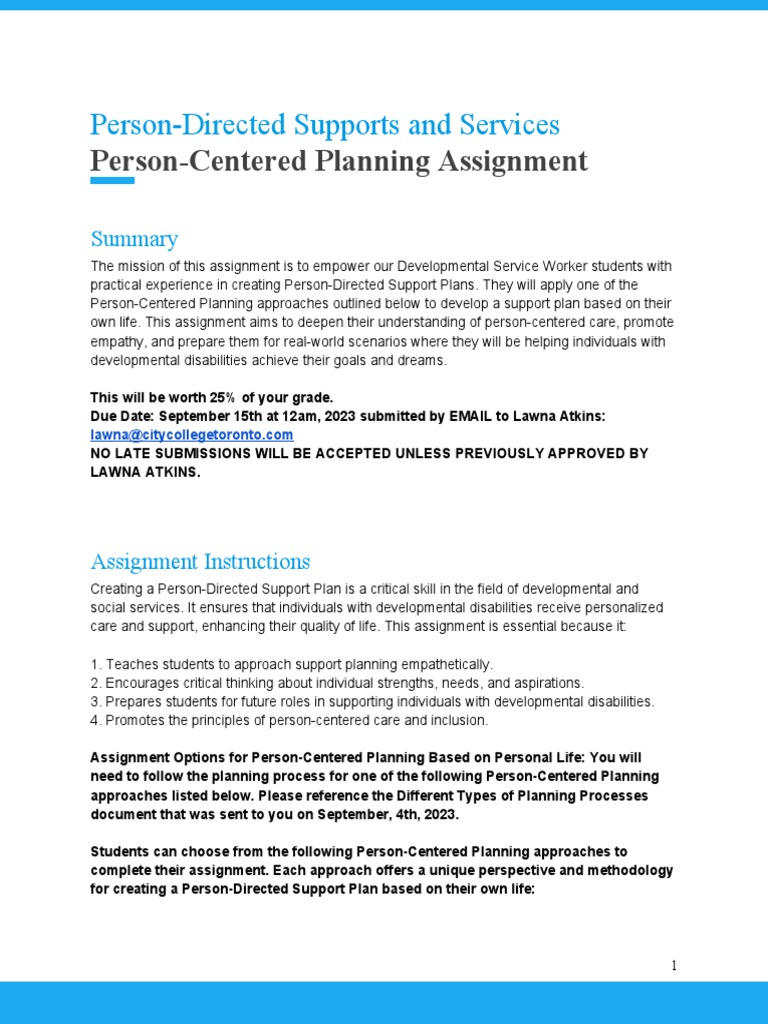 Person-Directed Supports and Services - Person-Centered Planning ...
