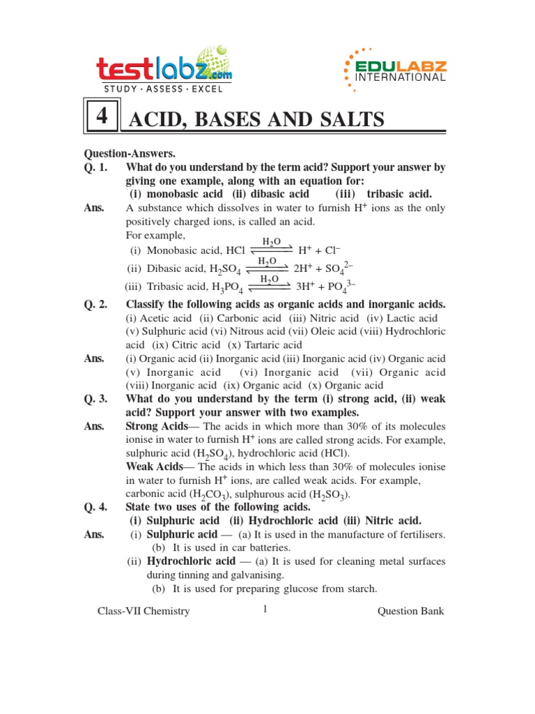 Acid Bases and Salt - 1 | PDF | Acid | Salt (Chemistry)