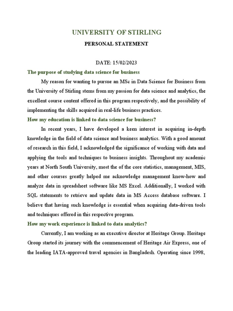 Personal Statement | PDF | Analytics | Data Science