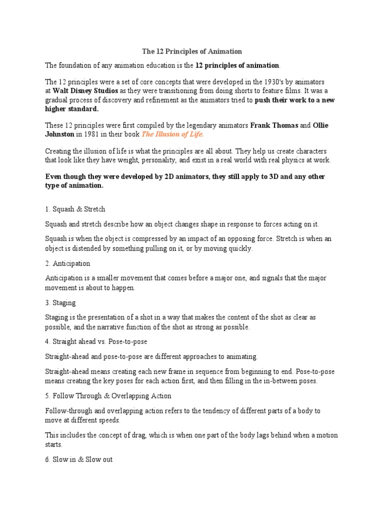 The 12 Principles of Animation | PDF