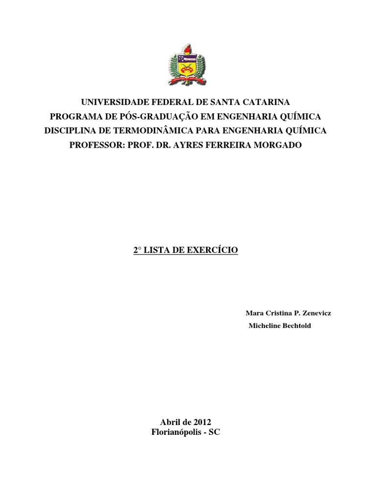 2 Lista Termo M e M - Compress | PDF | Vapor | Densidade