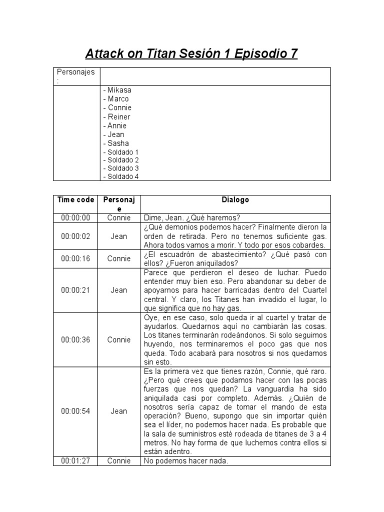 Attack On Titan Season 1 Episode 7 | PDF