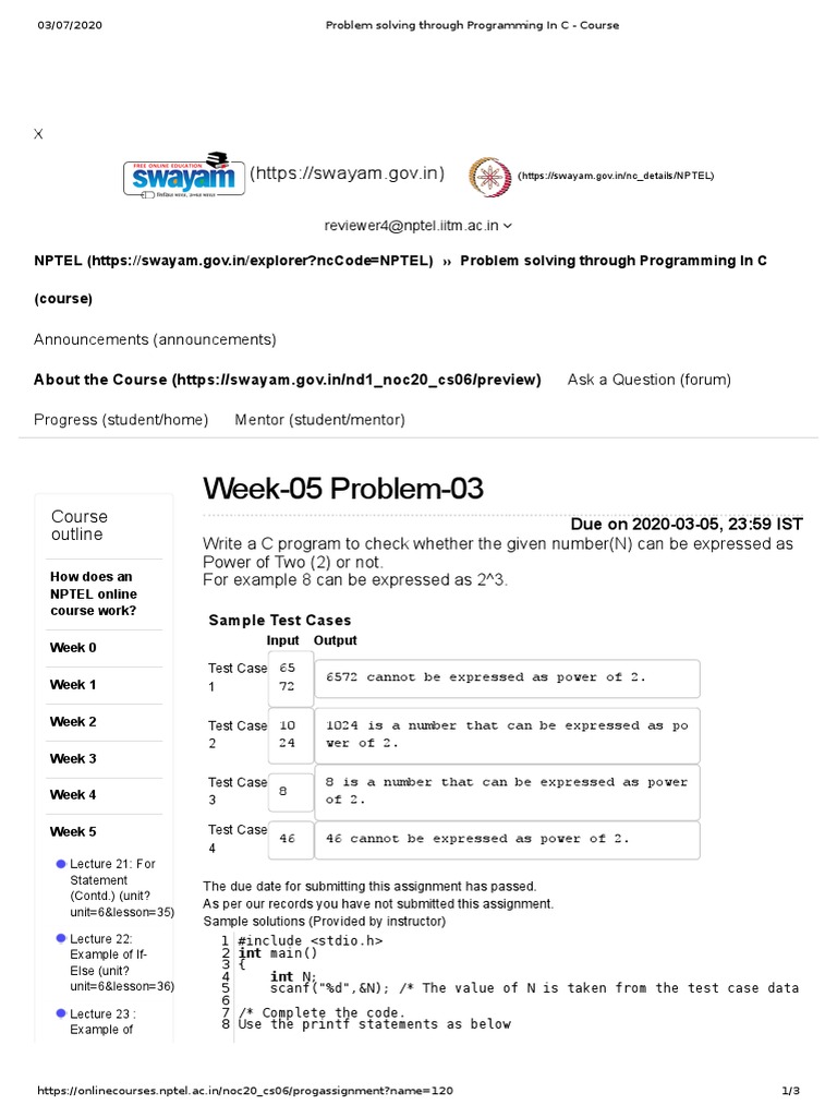 Noc20-Cs06 Week 05 Assignment 04 | PDF | Control Flow | Applied Mathematics