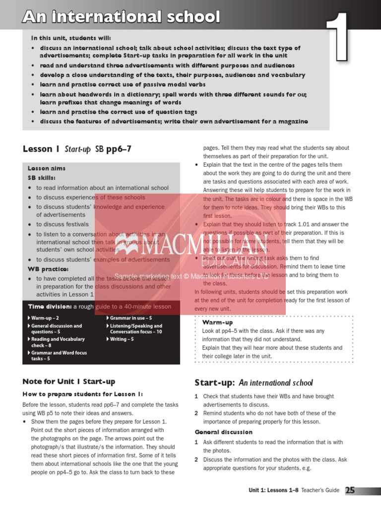 English World 9 TB - U1 - An International School | PDF