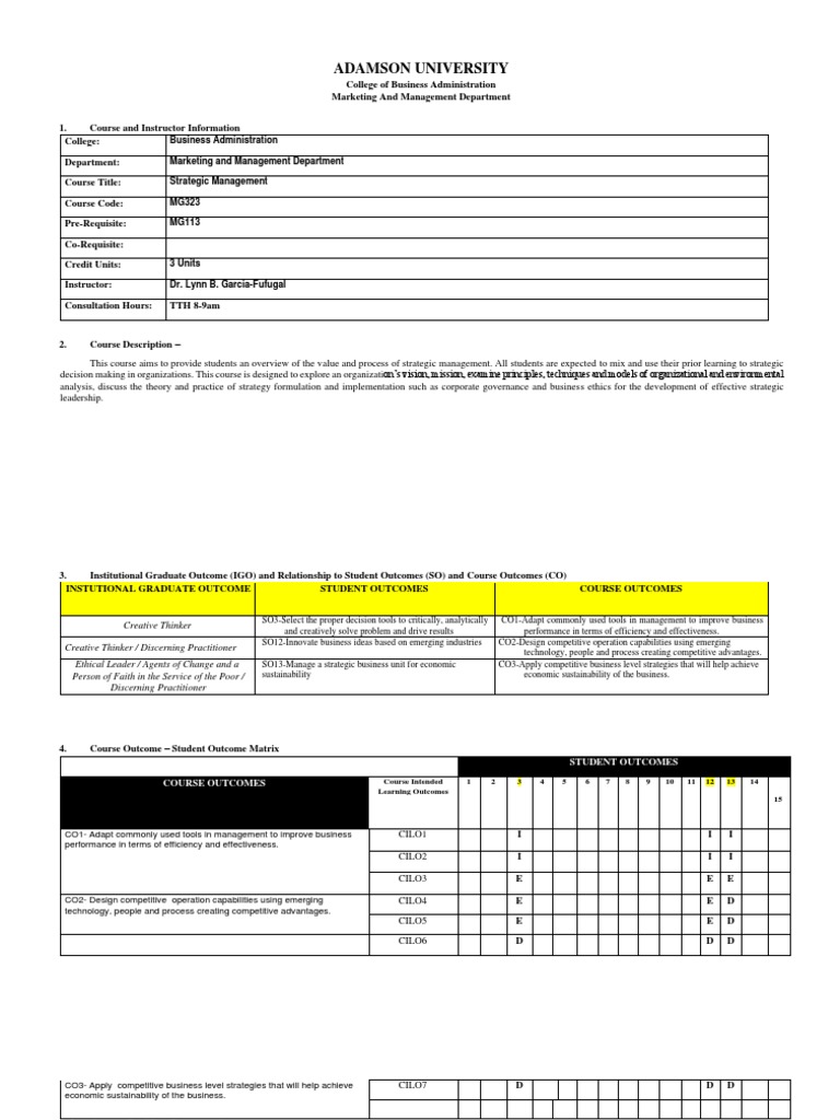 Syllabus Strama | PDF | Strategic Management | Competitive Advantage