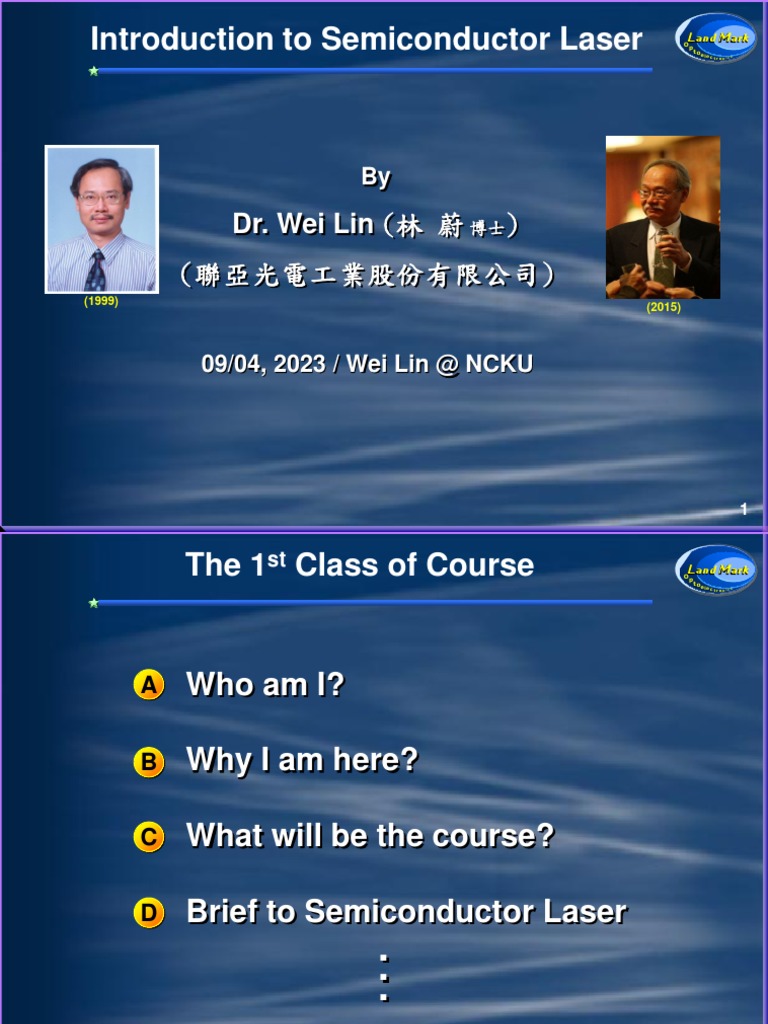 Introduction to Semiconductor Laser (NCKU 20230904) 簡版 | PDF