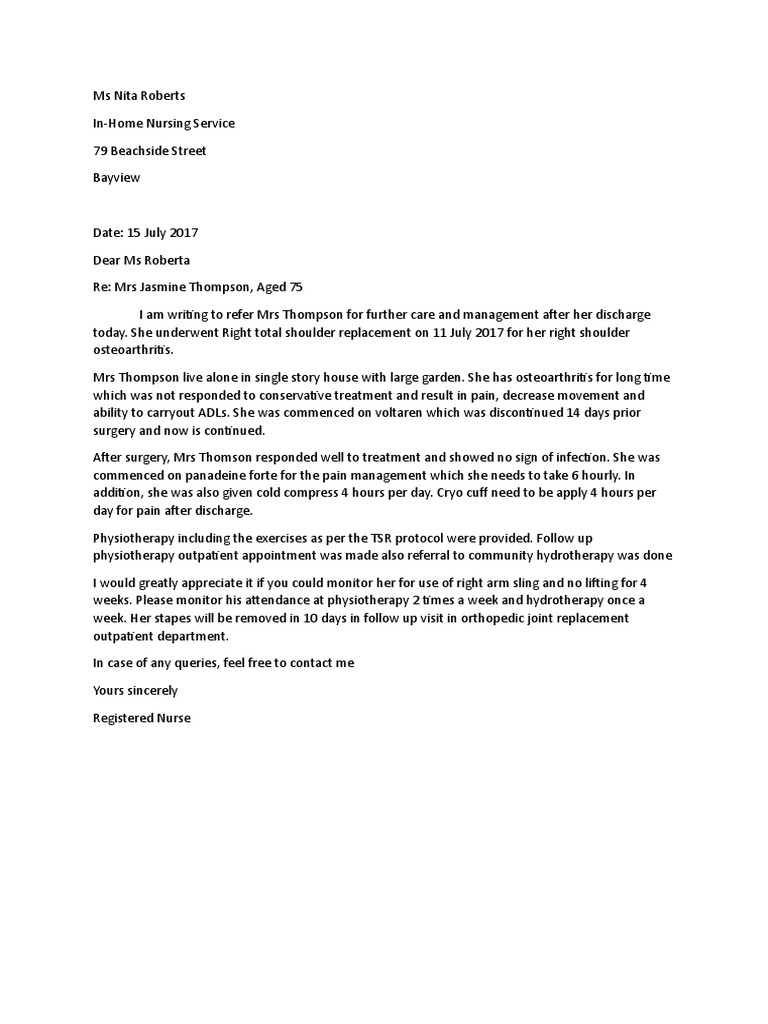 OET Letter Writing | PDF | Wellness