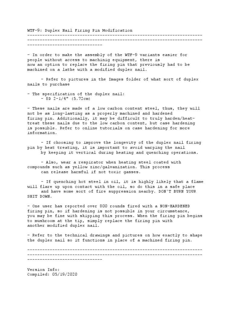 MOD9 Firing Pin Duplex Nail Instructions | PDF