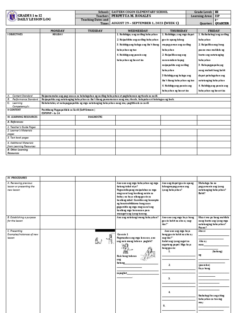 DLL - Esp 3 - Q1 - W1 | PDF