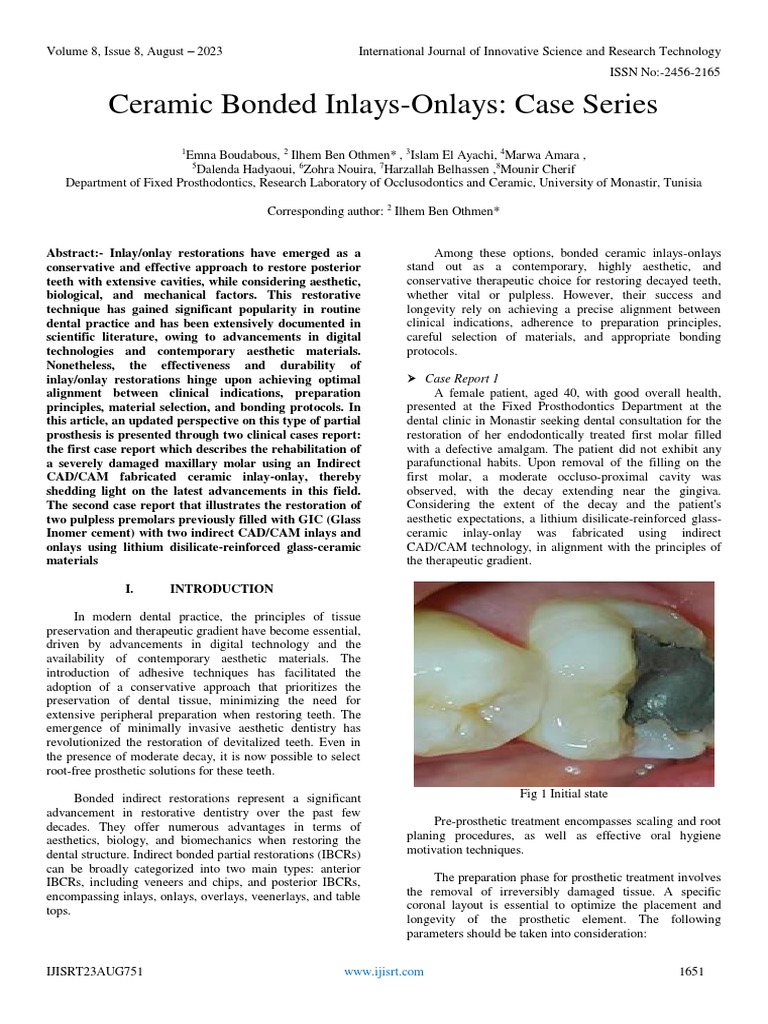 Ceramic Bonded Inlays-Onlays: Case Series | PDF | Dentistry Branches | Health Sciences