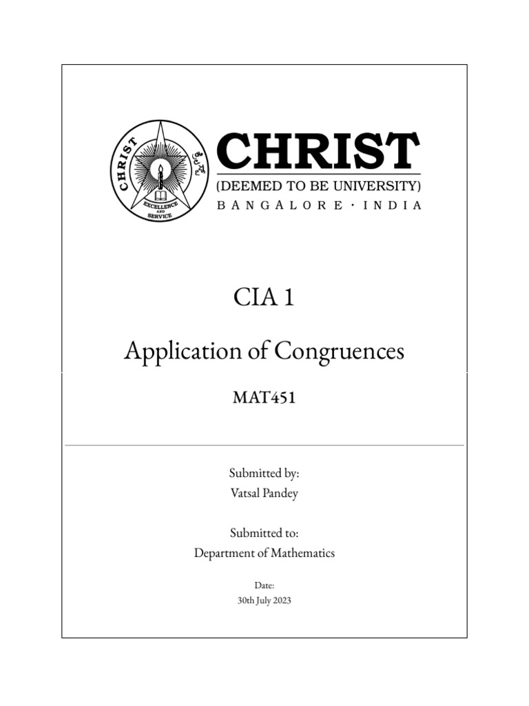 Maths Cia1 2241162 | Download Free PDF | Cryptography | Applied Mathematics