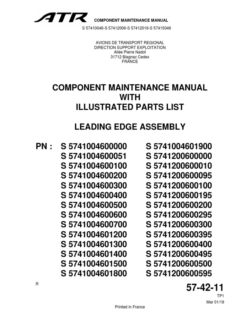 12. Leading Edge Assembly - Avions de Transport Regional - 57-42-11 ...