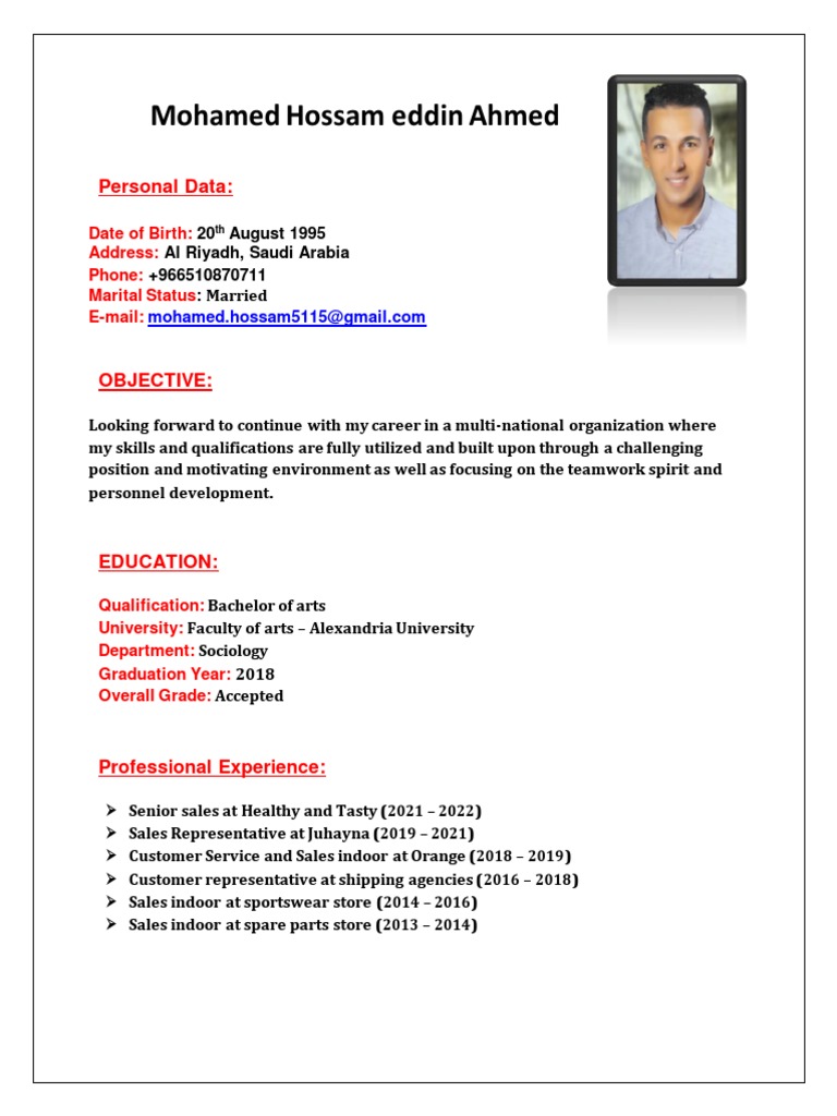 Mohamed Hossam CV | PDF | Career & Growth | Business