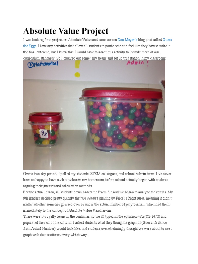Absolute Value Project: Classroom Activity | PDF | Career & Growth