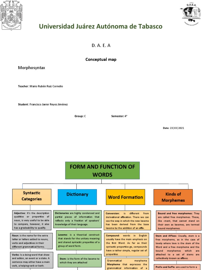 Morphosyntax's Concept Map | PDF | Word | Morphology (Linguistics)