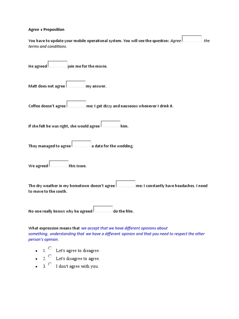 Prepositions with "Agree" Explained | PDF