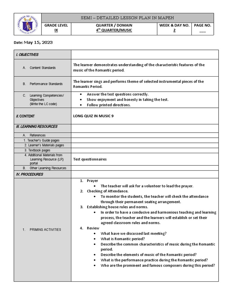 LP 1 MUSIC Q4 Long Quiz (05-15-2023) | PDF LP 1 MUSIC Q4 Long Quiz (05-15-2023) | PDF