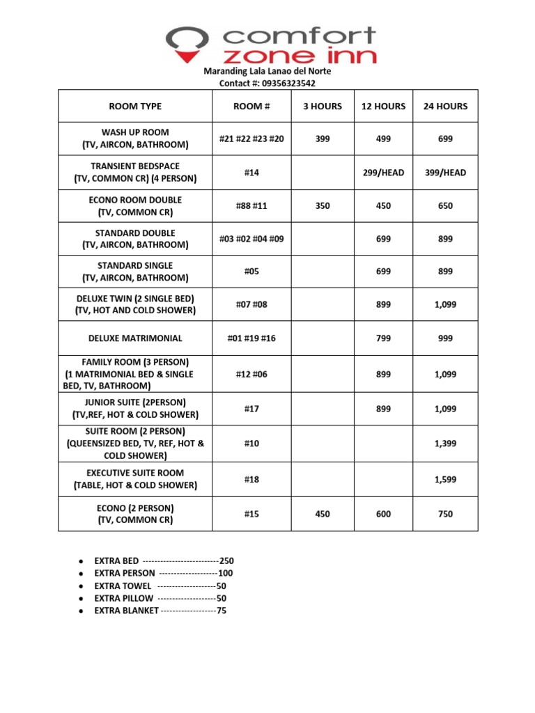 Room Rates 2023 PDF