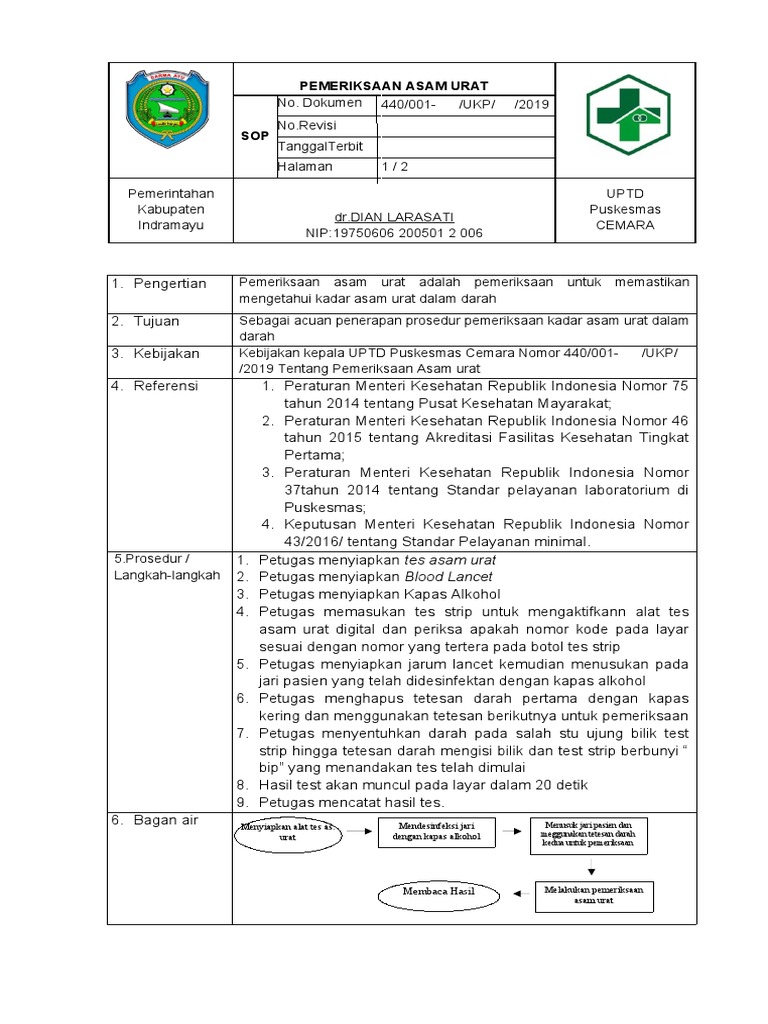 8.1.2.2 Sop Pemeriksaan Asam Urat | PDF