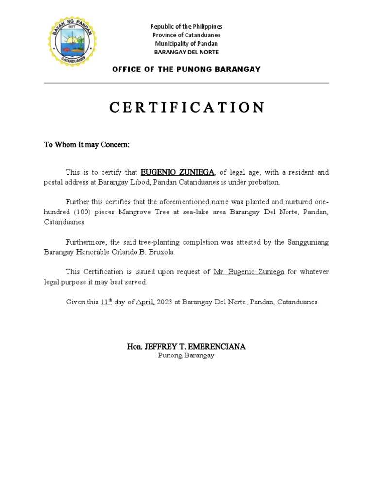 Probation Certification | PDF