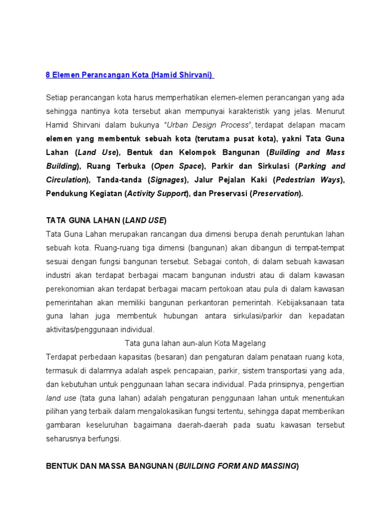8 Elemen Perancangan Kota | PDF