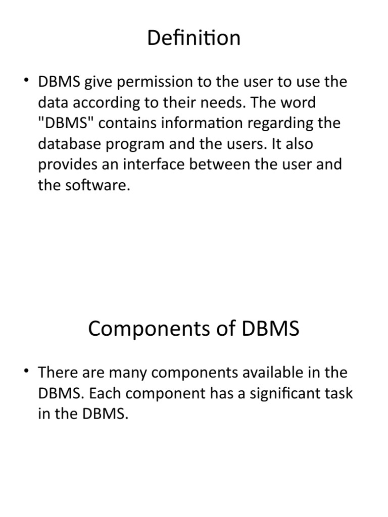 Components of Dbms L2 & L3 | PDF | Databases | Computing