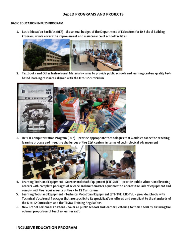 Deped Programs and Projects | PDF