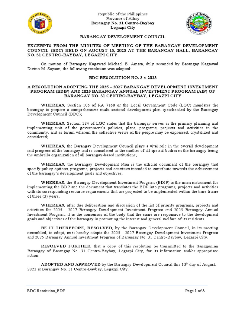 BDC 3 - Adopting The Bdip and Aip | PDF