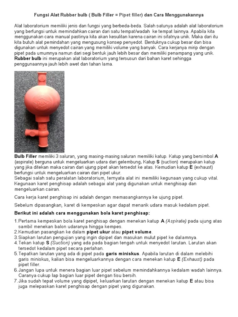 Fungsi Alat Rubber bulb | PDF