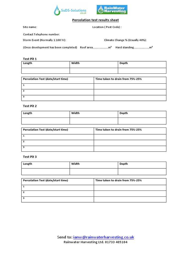 Percolation-testing-results-sheet 2019 | PDF