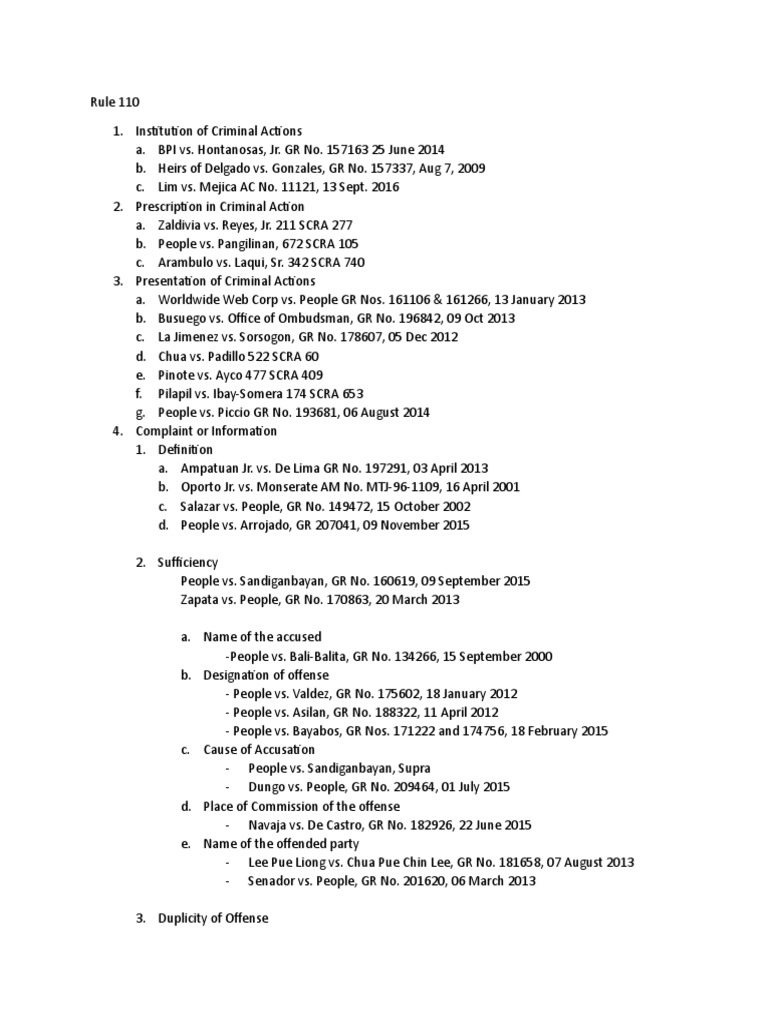 Rule 110 Cases | PDF