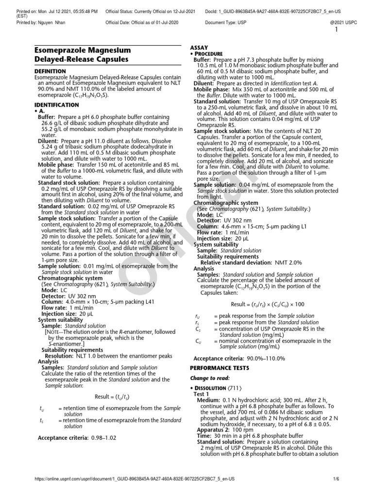 Esomeprazole Magnesium Delayed Release Capsules Descargar Gratis Pdf