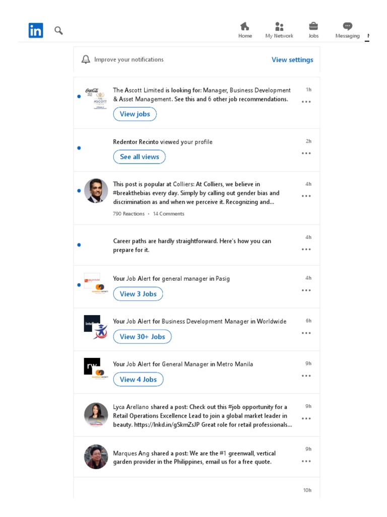 Linkedin Notification Format Pdf