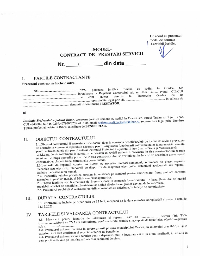 Model Contract Intretinererevizie Reparatii Auto | PDF