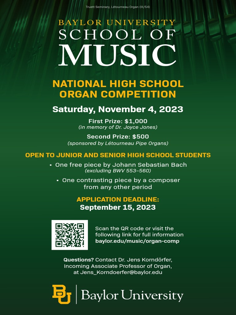 2023 Baylor National High School Organ Competition | PDF