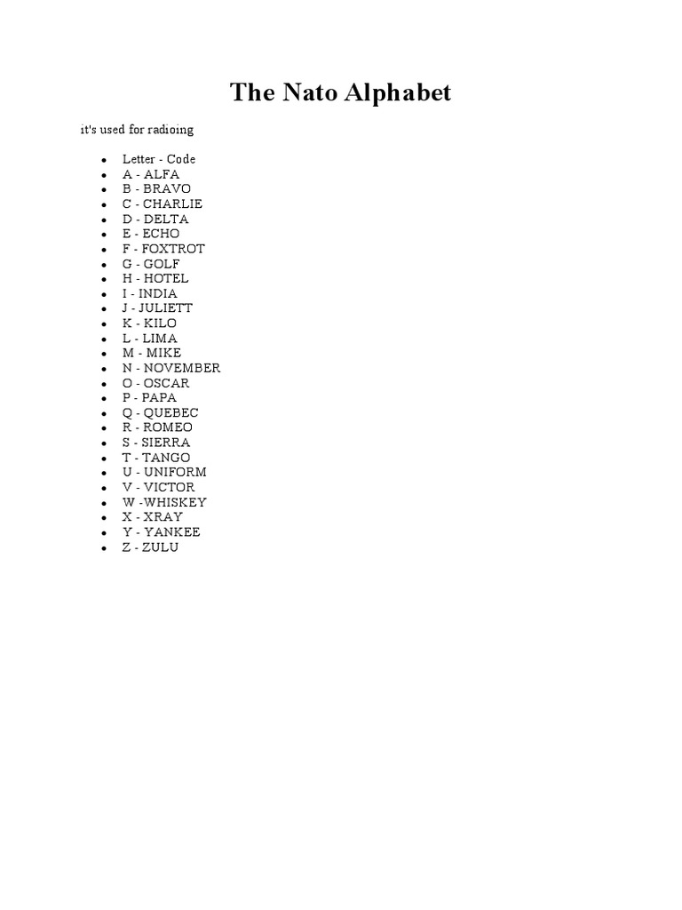 NATO Phonetic Alphabet Guide | PDF