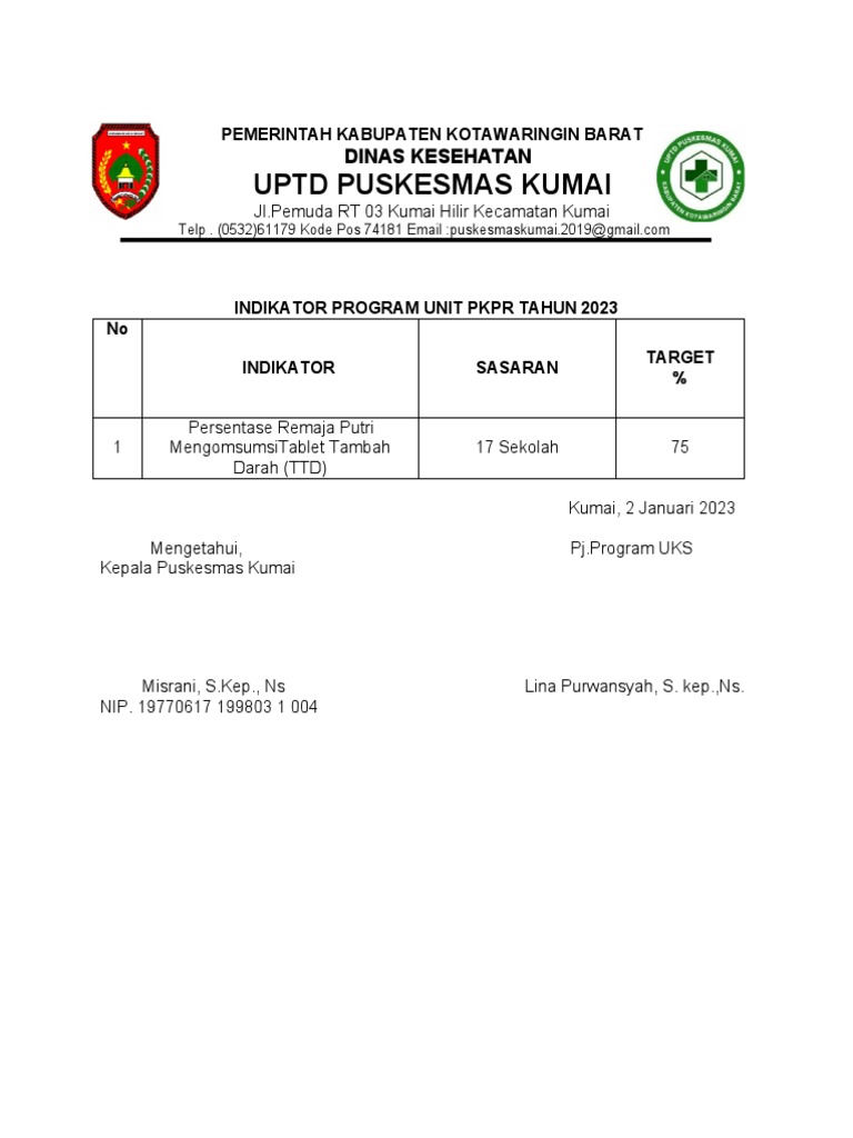 Indikator Program Unit PKPR Tahun 2023 | PDF