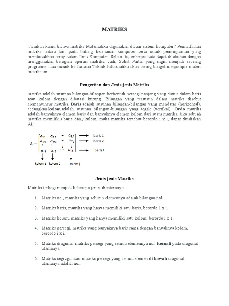 MATRIKS | PDF | Sains & Matematika