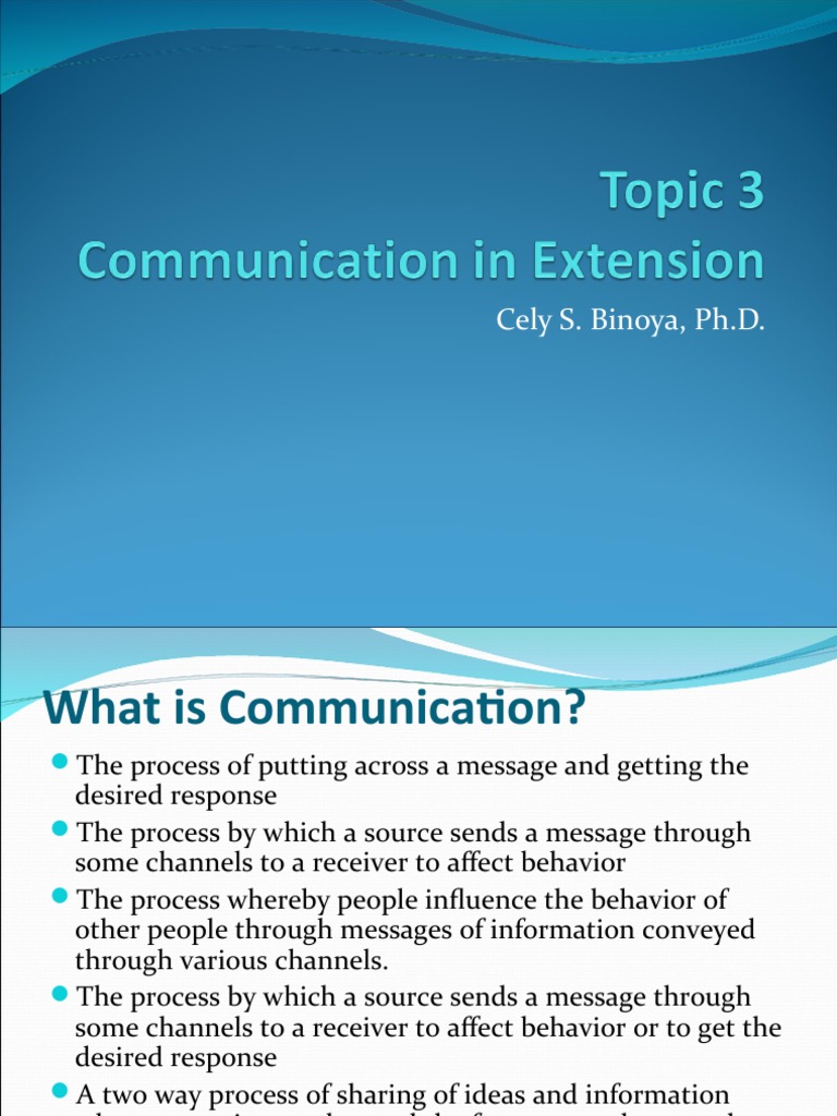 Communication in Extension | PDF | Communication | Information