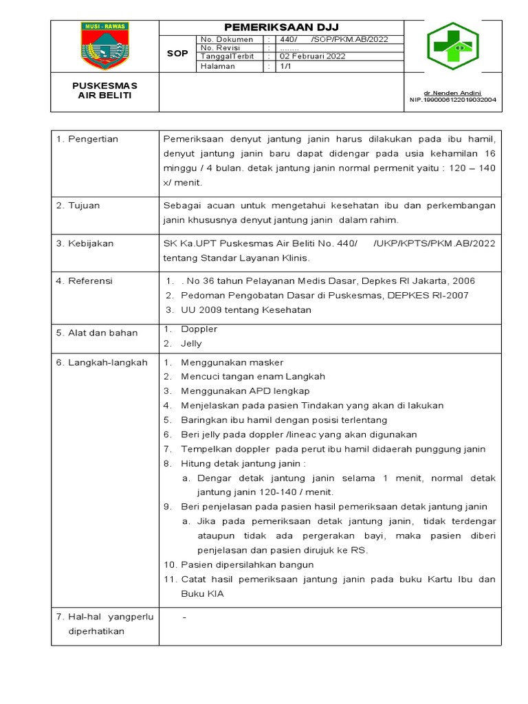 Sop Pemeriksaan DJJ | PDF