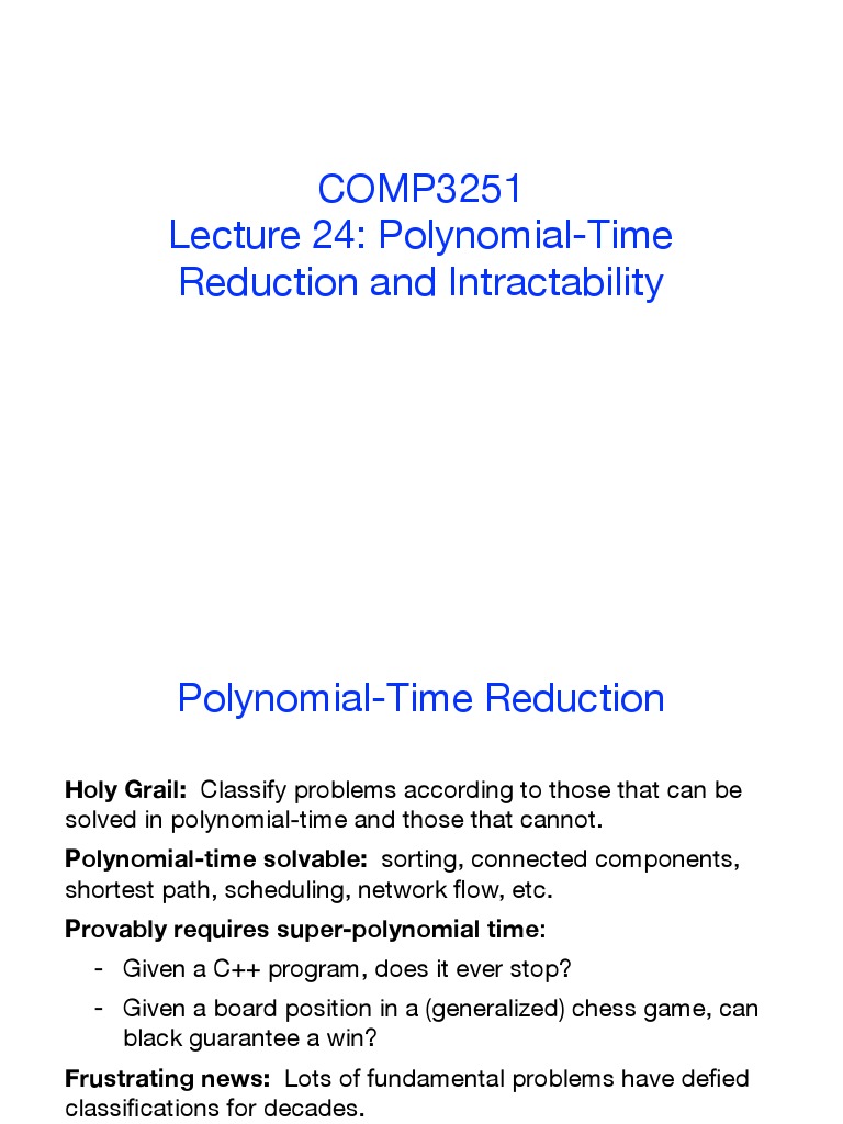 S24 Polynomial 不rffctime Reductions And Intractability Pdf Time Complexity Theoretical