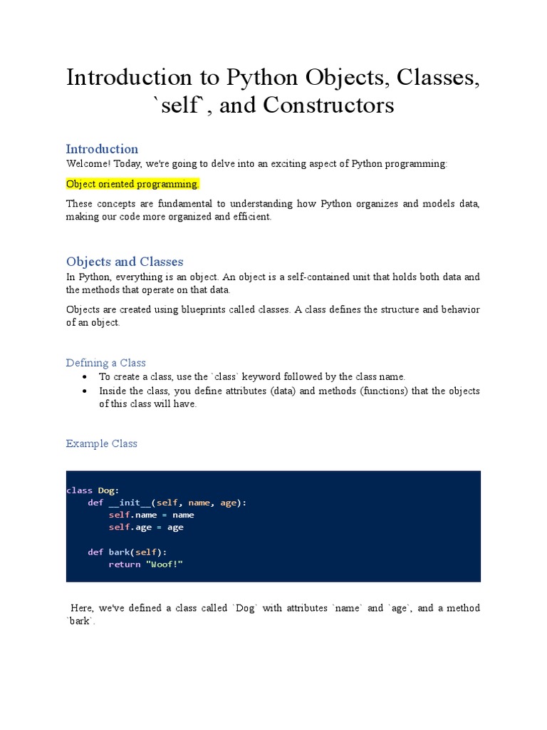 2.introduction To Python Objects and Classes | PDF | Method (Computer Programming) | Class ...