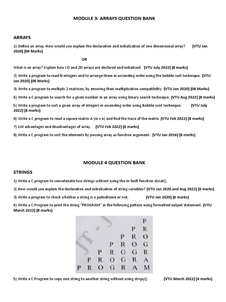 POP Question Bank | PDF